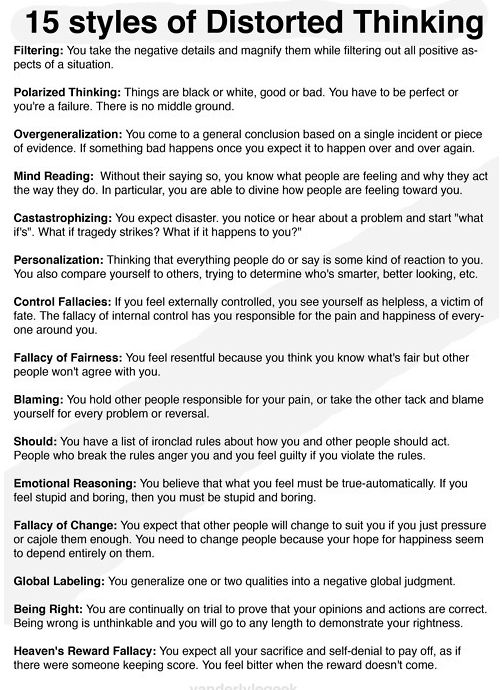 15 Styles Of Distorted Thinking – MoPo Geek
